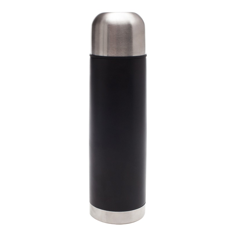 480 ml Picnic Mate vacuum flask & mugs set, black/silver | Promotional ...